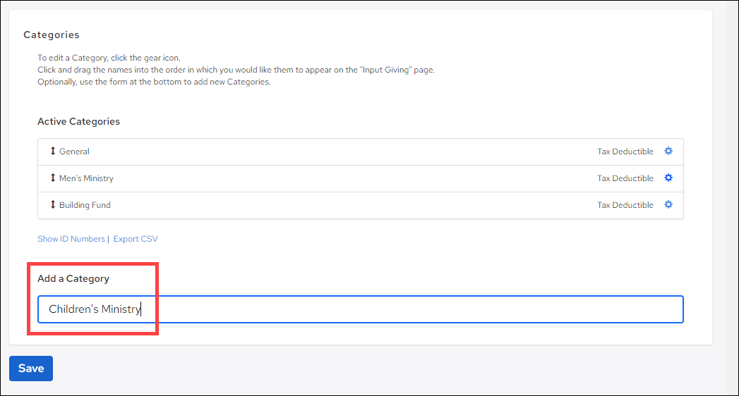 Add Giving Funds (Contribution Categories) – ChMS Help Center