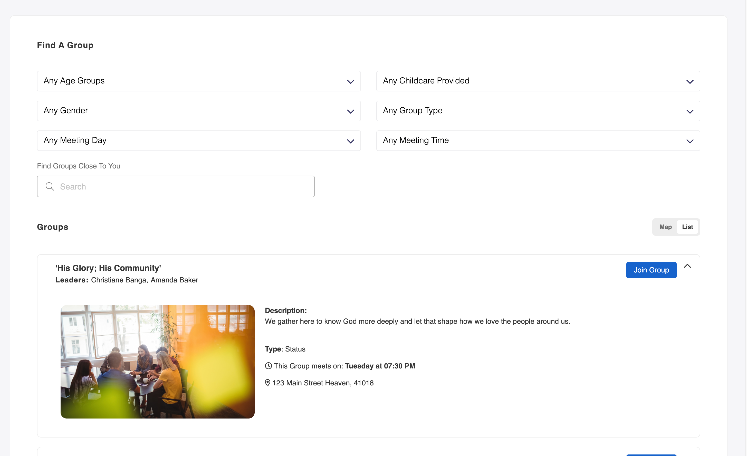 Simplify Group Registration with the Group Finder – ChMS Help Center